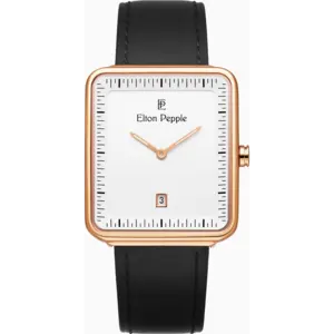 ELTON PEPPLE Watch With Calfskin Strap - Eggshell White/black/rose Gold