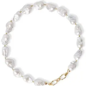 CLASSICHARMS Freshwater Baroque Pearl Choker Necklace - Gold