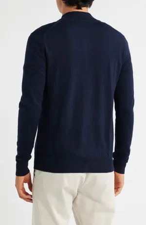 AURELIEN Cashwool® Full Zip Sweater - Navy