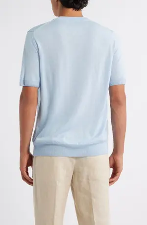 AURELIEN Cashwool® Short Sleeve Crewneck Sweater - Light Blue