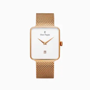 ELTON PEPPLE Classic Norwood Strap Watch - Eggshell White/rose Gold