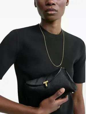 TOTEME T-lock Pony Hair Clutch - Black