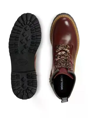 Woolrich Main Leather Combat Boots - Red