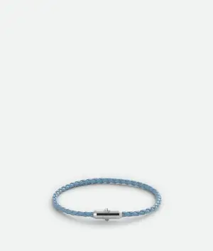 BOTTEGA  VENETA Braided Leather And Sterling Silver Bracelet - Ice