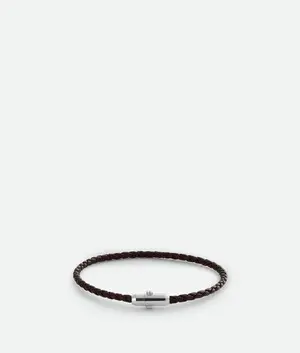BOTTEGA  VENETA Braided Leather And Sterling Silver Bracelet - Fondant