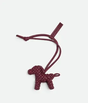 BOTTEGA  VENETA Intreccio Nappa Leather Dog Charm - Bordeaux