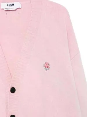 MSGM Rose-embellished Buttoned Cardigan