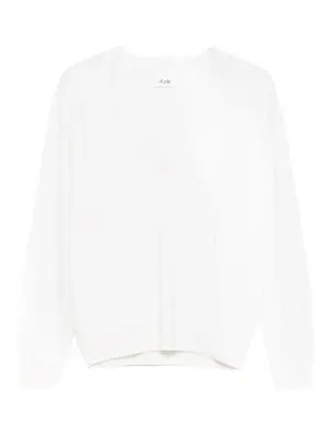 ALLUDE V-neck Long Sleeve Knitwear - White