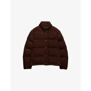 Prada Logo-plaque Corduroy Down Jacket - Brown