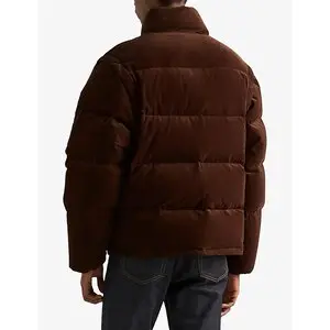 Prada Logo-plaque Corduroy Down Jacket - Brown