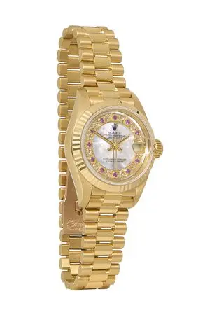Rolex 18k Yellow Diamond And Ruby Datejust President 26mm - Gold