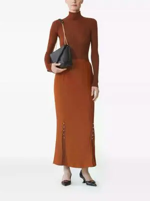 LANVIN Pleated Button-detail Midi Skirt