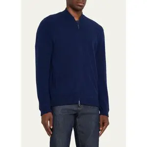 Bergdorf Goodman Wool Full-zip Baseball-collar Sweater