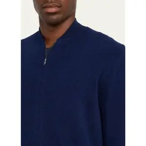Bergdorf Goodman Wool Full-zip Baseball-collar Sweater