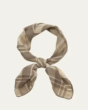Ralph Lauren Cashmere And Silk Large Plaid Neckerchief - Classic Tan