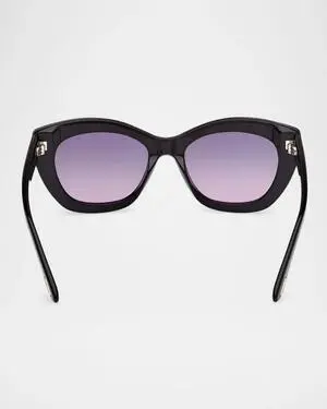 TOM FORD Linda-02 Polarized Cat-eye Sunglasses - Black/smoke
