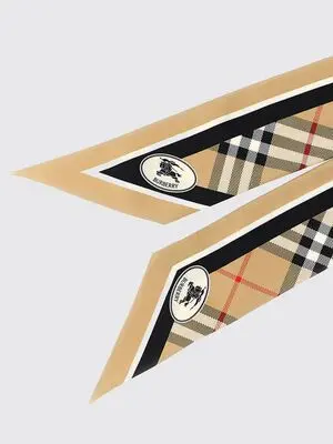 Burberry Check And Ekd Logo Silk Bandeau Scarf