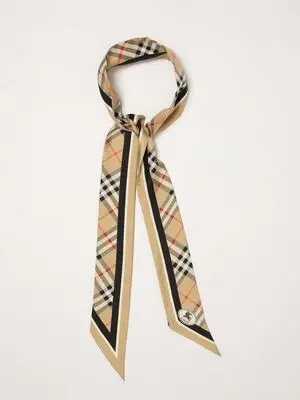 Burberry Check And Ekd Logo Silk Bandeau Scarf