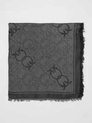Pinko Love Birds Monogram Viscose-blend Square Scarf - Black