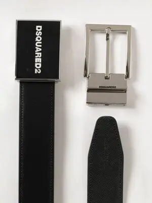 Dsquared2 Leather Belt With Logo Buckle