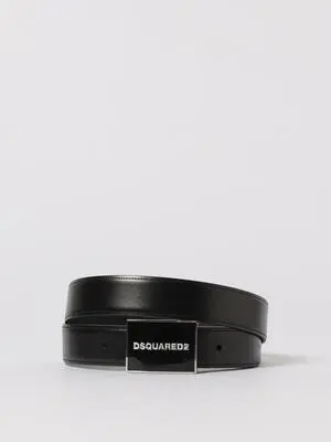 Dsquared2 Leather Belt With Logo Buckle - Black