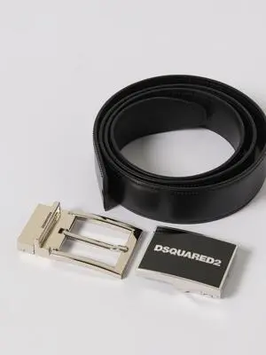 Dsquared2 Leather Belt With Logo Buckle