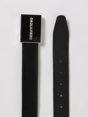 Dsquared2 Leather Belt With Logo Buckle
