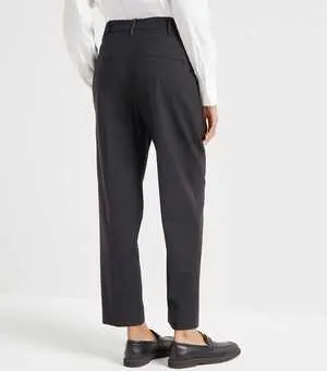 Brunello Cucinelli Wool Relaxed Trousers - Black