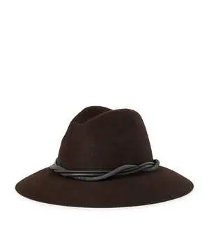 Brunello Cucinelli Felt Fedora With Monili Detail - Brown