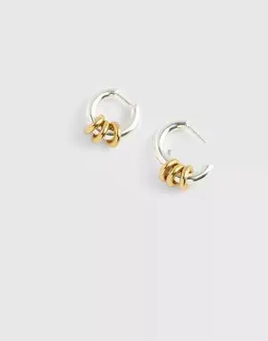 Madewell Mixed-metal Triple Ring Huggie Hoop Earrings - Pink Marl Multi
