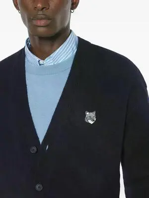 Maison Kitsuné Fox Head-embroidered Cardigan - Blue