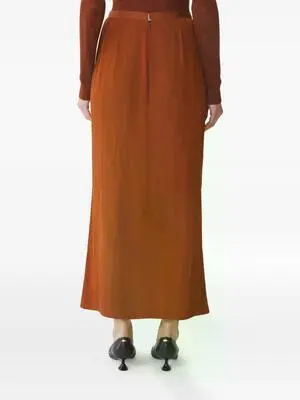 LANVIN Pleated Skirt With Button Detail - Orange