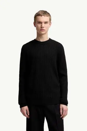 Moncler Crew Neck Wool Sweater - Black