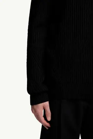 Moncler Crew Neck Wool Sweater - Black
