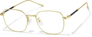 Zenni Square Full Rim Stainless Steel Eyeglasses - Gold