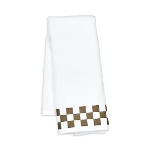 MACKENZIE-CHILDS Hand Towel With Check Border - Mocha Check