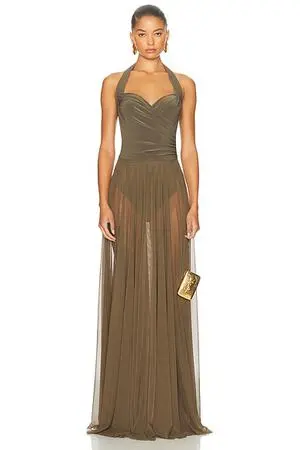 Norma Kamali Cayla Flared Gown - Bark