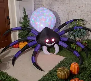 HAY & HARVEST As Is 10ft Inflatable Light Show Spider - One-color
