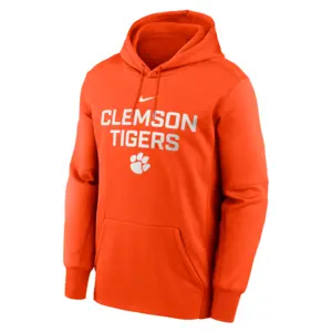 Nike Clemson Team Stacked Therma College Pullover Hoodie - Orange