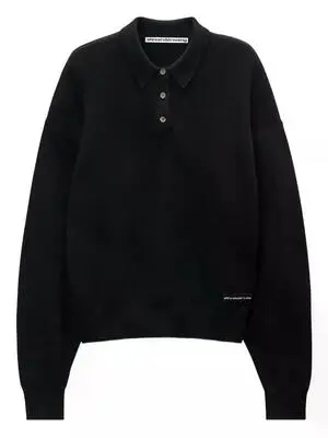 Alexander Wang Logo-patch Long-sleeve Polo Shirt - Black