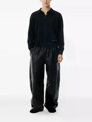 Alexander Wang Logo-patch Long-sleeve Polo Shirt - Black