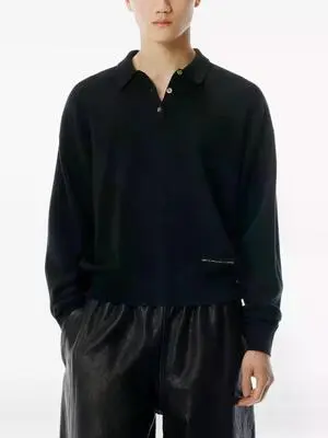 Alexander Wang Logo-patch Long-sleeve Polo Shirt - Black