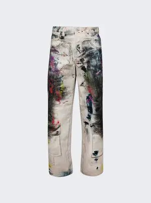 Acne Studios Loose Fit Jeans With Trompe-l'oeil Print