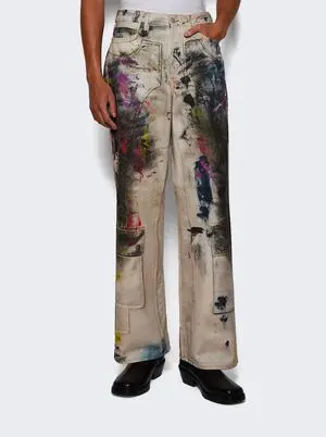 Acne Studios Loose Fit Jeans With Trompe-l'oeil Print