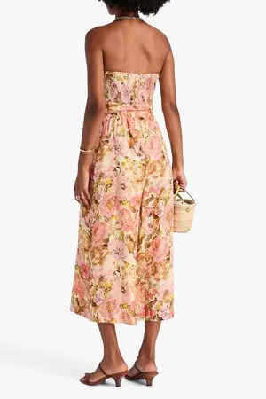Zimmermann Strapless Floral-print Linen Jumpsuit