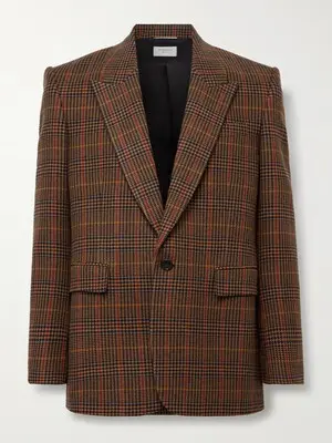 Saint Laurent Houndstooth Checked Wool Blazer