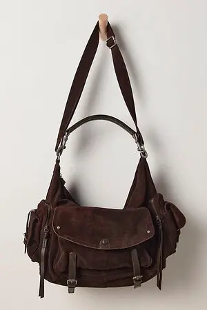 Free People Oversized Palermo Suede Shoulder Bag - Espresso