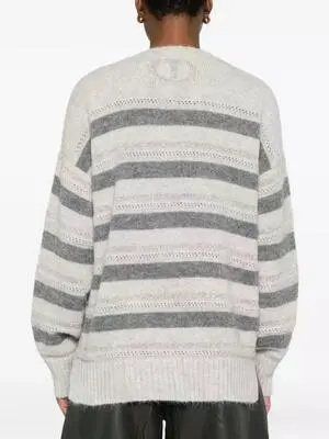 TWINSET Striped V-neck Sweater - Grey