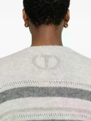 TWINSET Striped V-neck Sweater - Grey