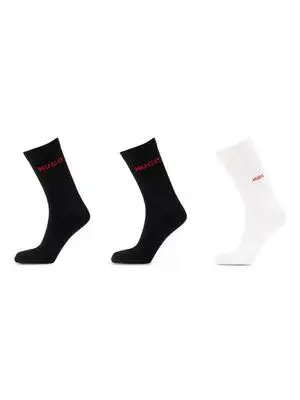Hugo Logo-knit Socks Pack Of 3 - Black